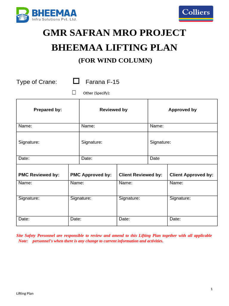 Lifting Plan For Erection | PDF | Crane (Machine) | Safety