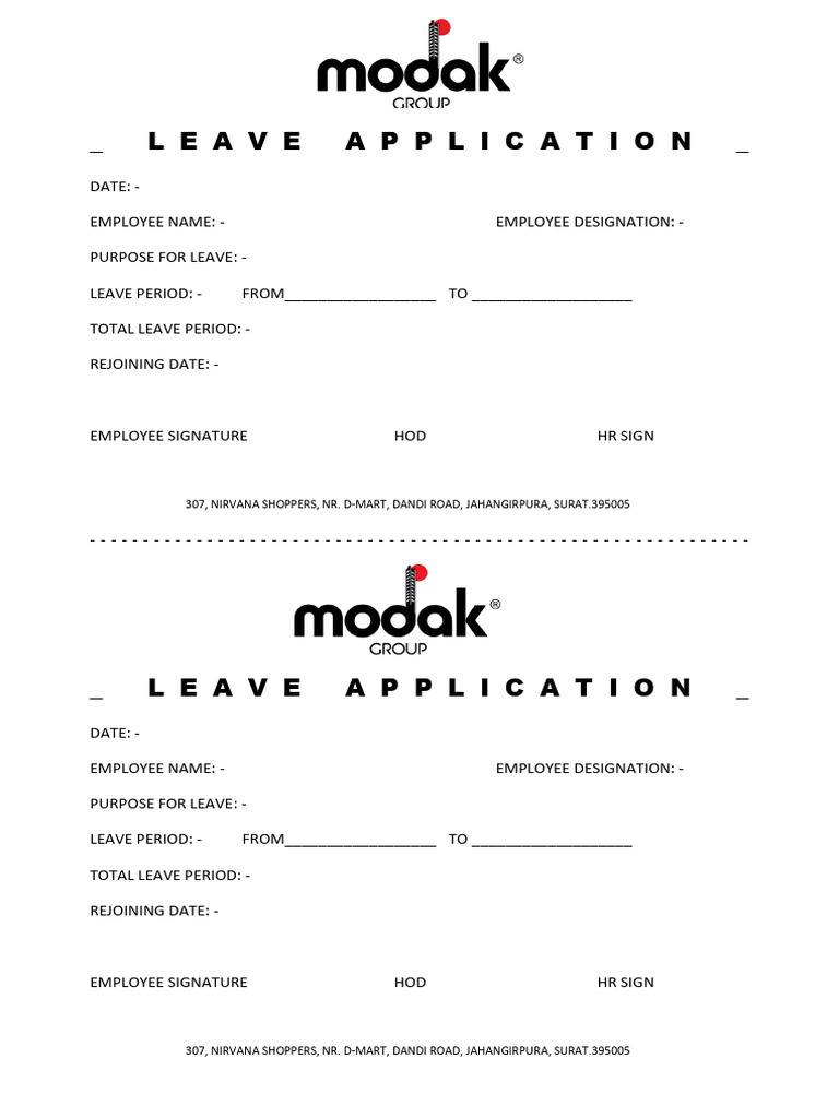 Leave Appliction Form | PDF