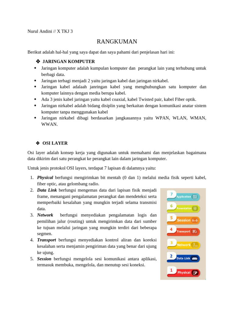 Rangkuman Materi-Nurul Andini XTKJ3 | PDF