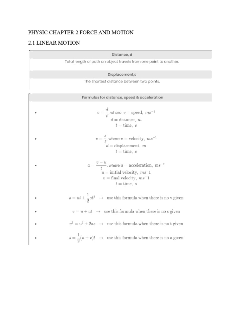 Physic Chapter 2 Force and Motion | PDF