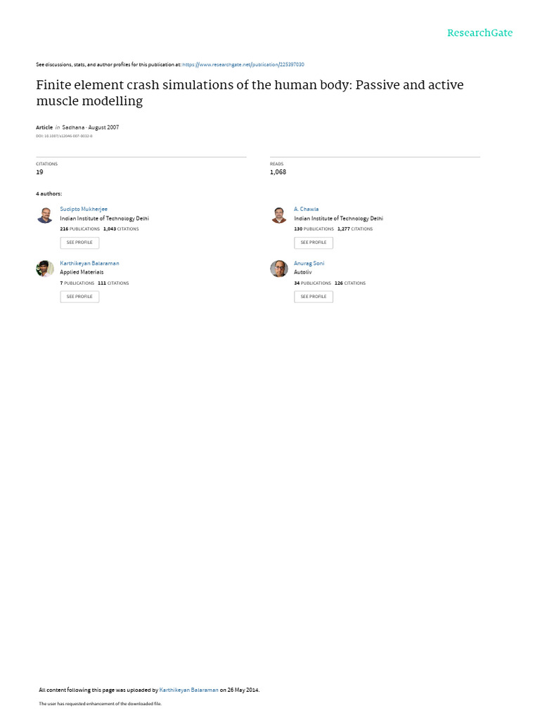Finite Element Crash Simulations of The Human Body | PDF | Soft Tissue ...