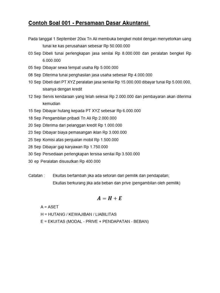 Contoh Soal Persamaan Akuntansi | PDF