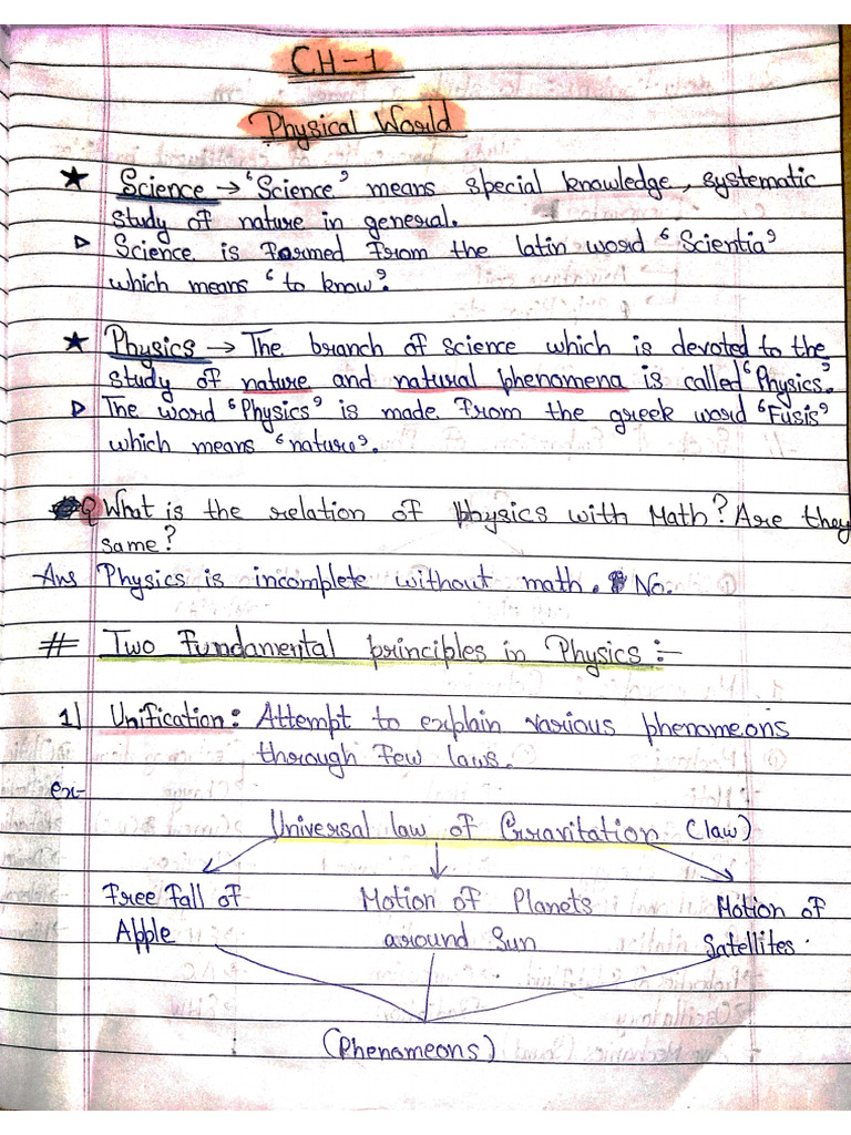 Physics CH 1 Notes (Class 11) | PDF