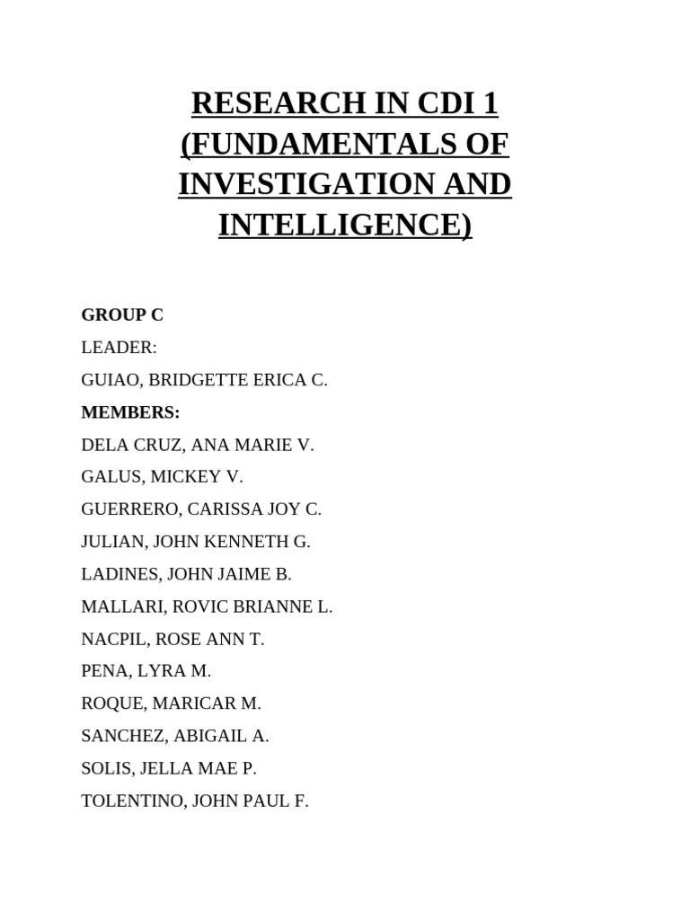 RESEARCH IN CDI 1 Group C | PDF