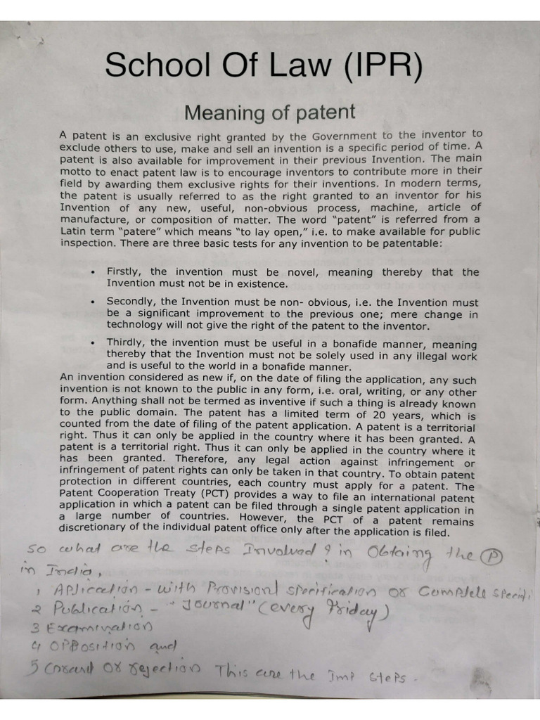 IPR Patent Notes | PDF