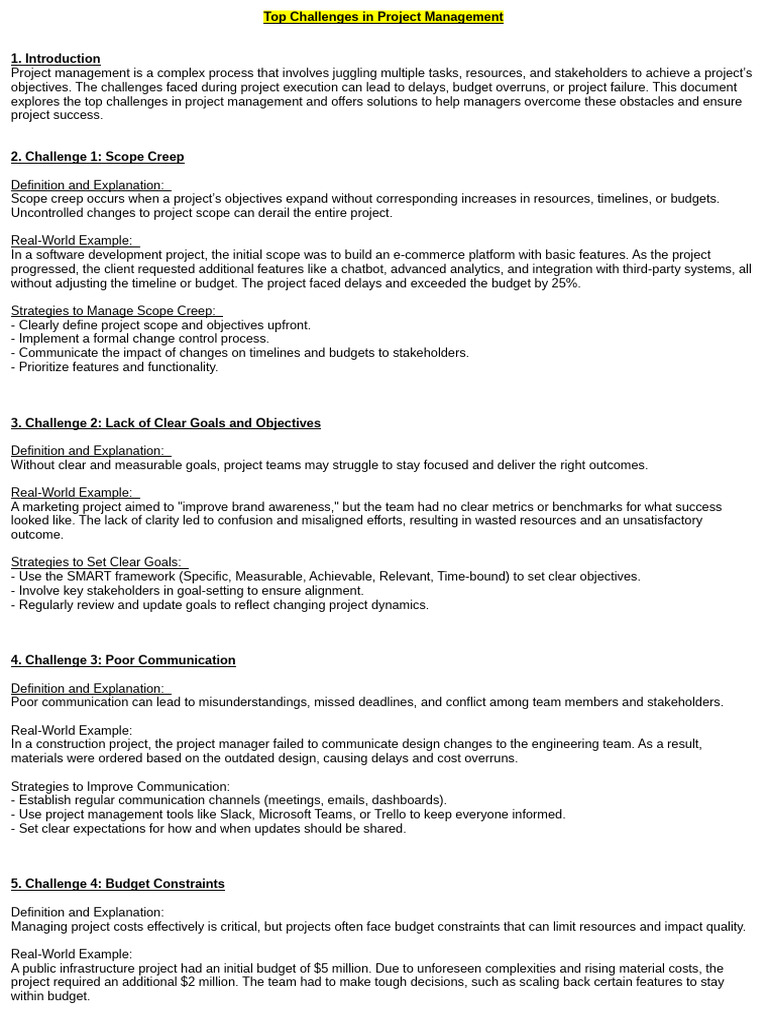 Project Management - Top Challenges | PDF Project Management - Top Challenges | PDF