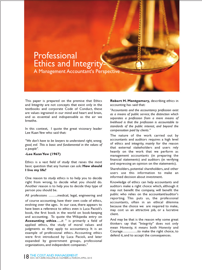 3 Professional Ethics | PDF | Accounting | Integrity