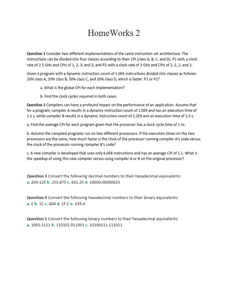 Microsoft Word - Homework Chapter 2 | PDF