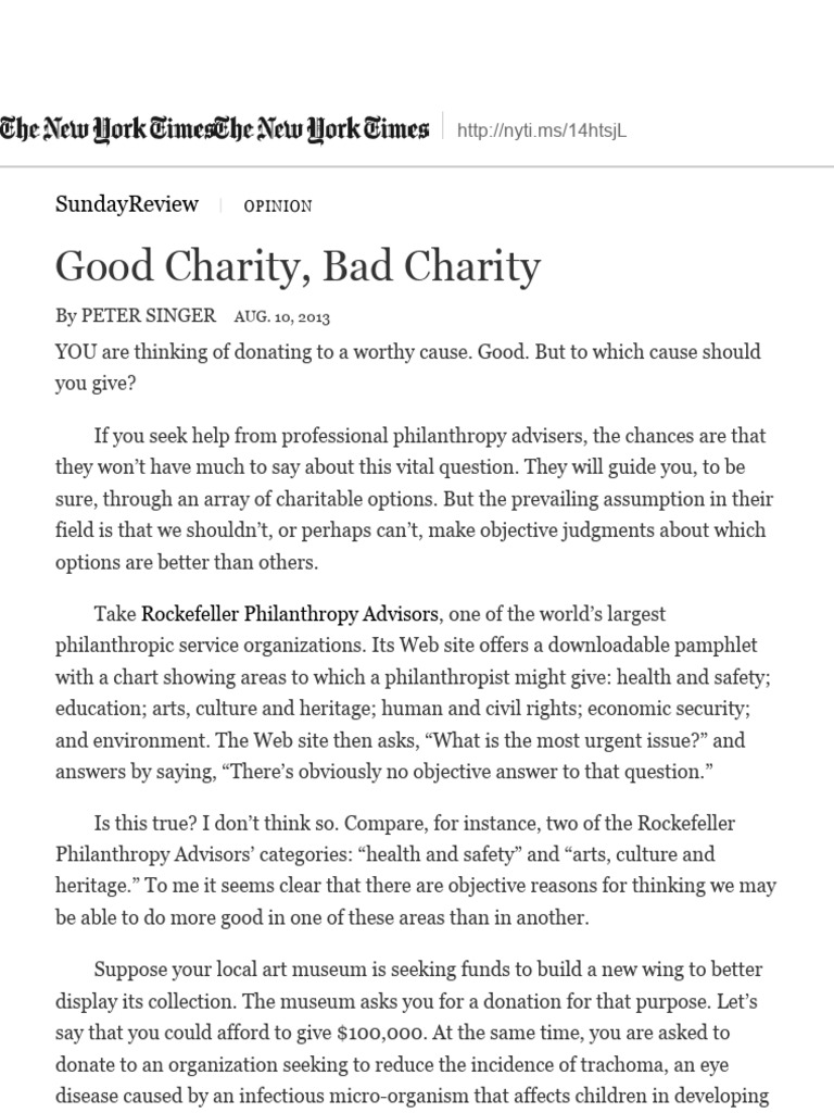 Good Charity, Bad Charity - The New York Times | PDF
