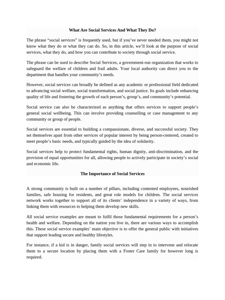 What Are Social Services and What They Do | PDF