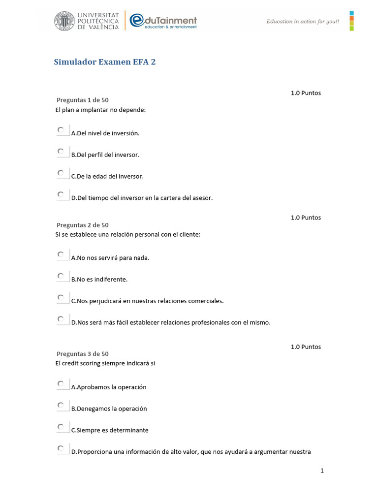 Simulador Examen EFA 2 | PDF