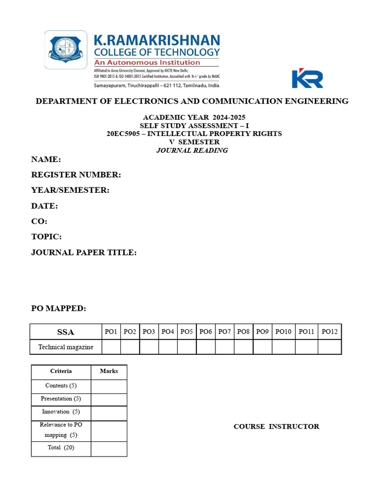 SSA1 template - IPR.docx (2) | PDF