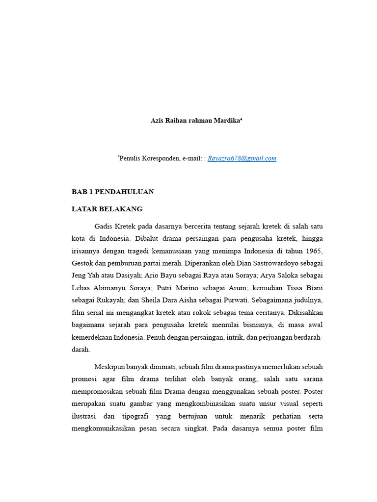 Pengkajian Poster Film Gadis Kretek Penulisan Ilmiah | PDF