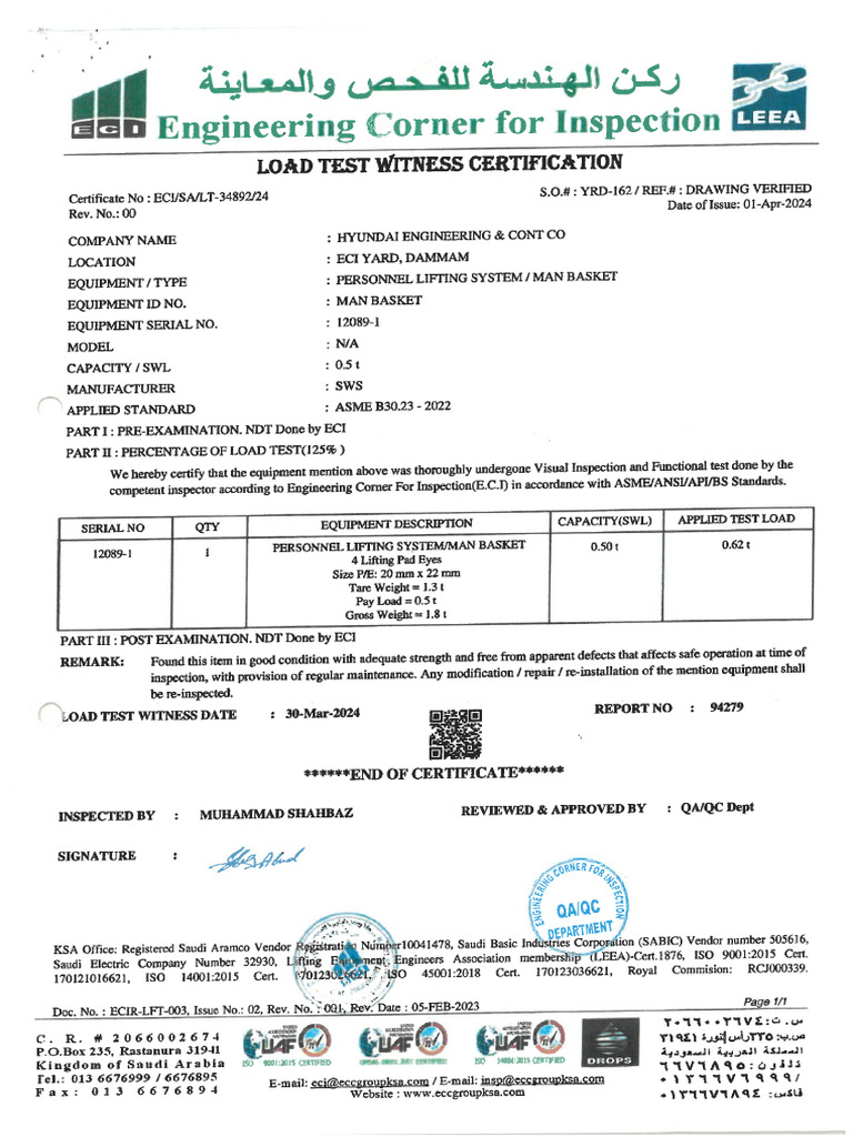 ManBasket Documents for Apply COC Certification | PDF