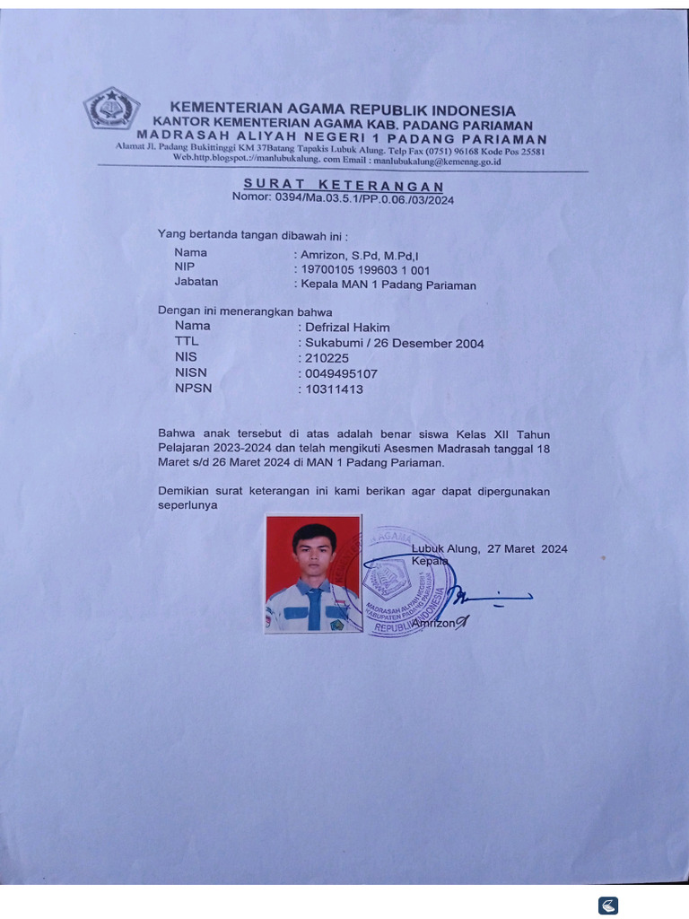 Scan Surat Keterangan | PDF