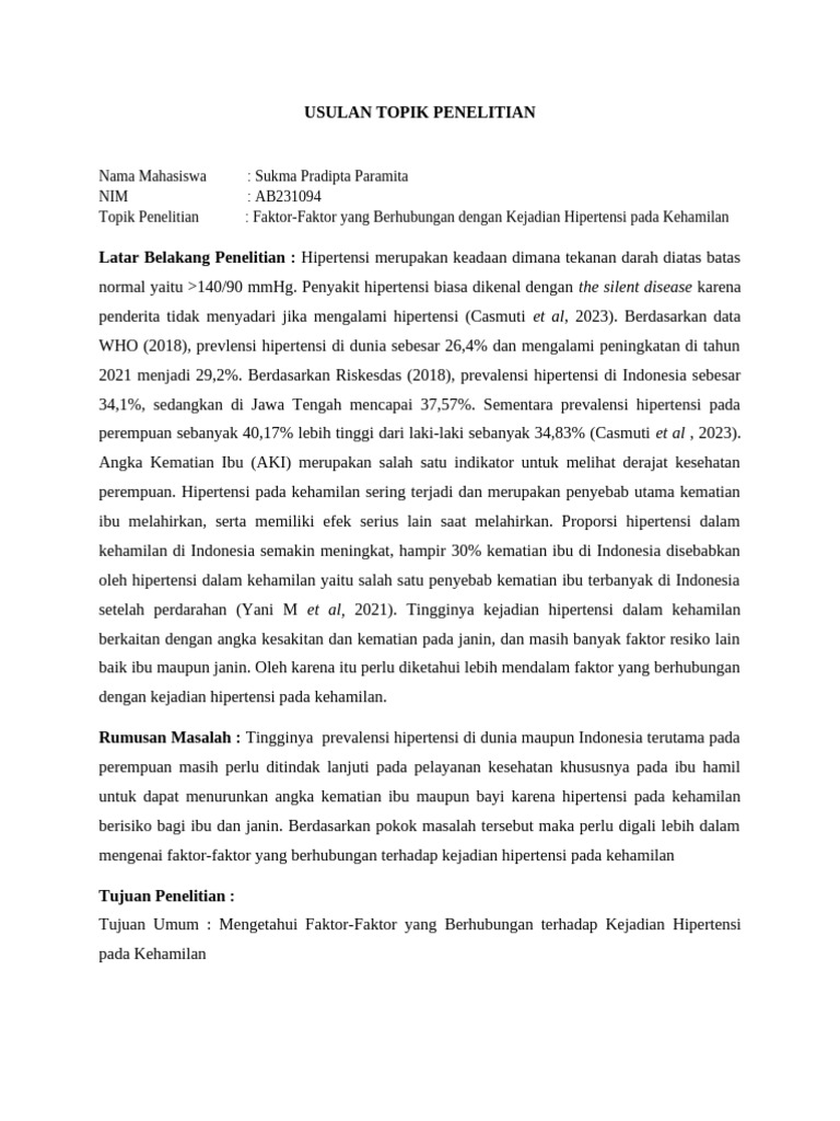 Usulan Topik Penelitian Sukma | PDF