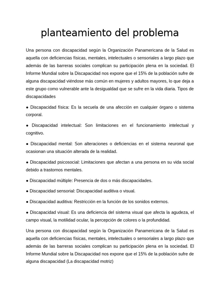 planteamiento del problema | PDF