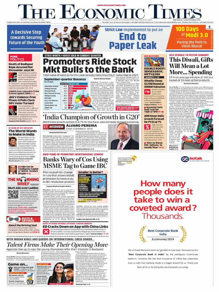 Economic Times 26 September 2024 | PDF