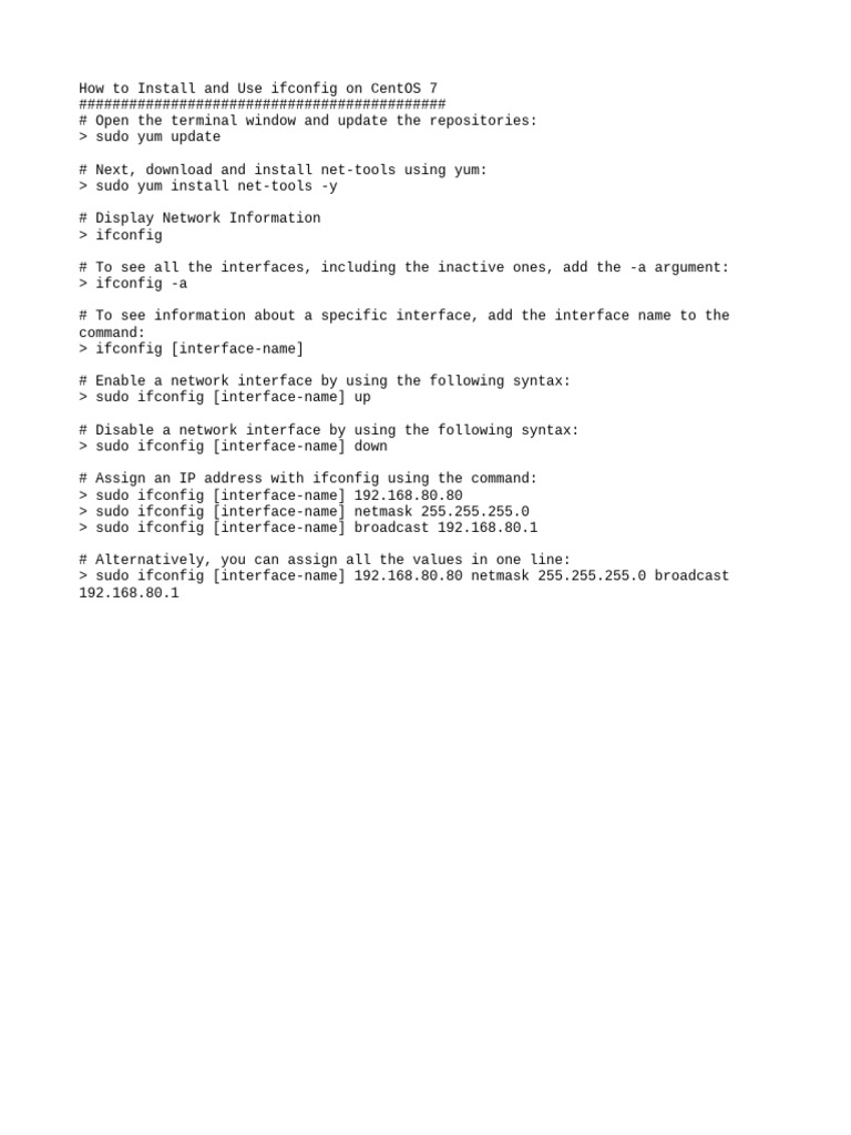 How To Install and Use Ifconfig On CentOS 7 | PDF How To Install and Use Ifconfig On CentOS 7 | PDF