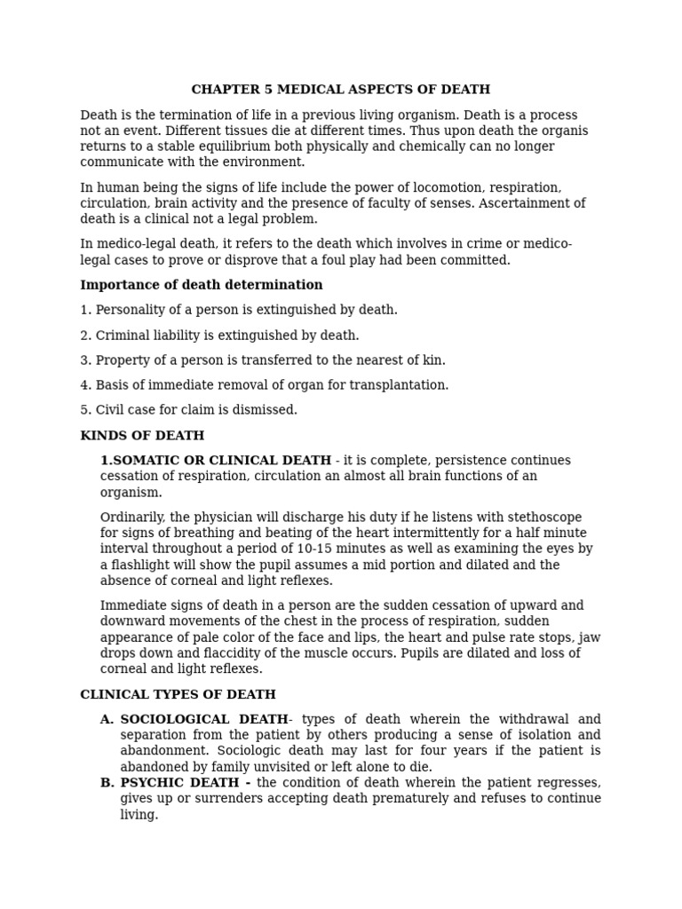 Chapter 5 Medical Aspects of Death | PDF