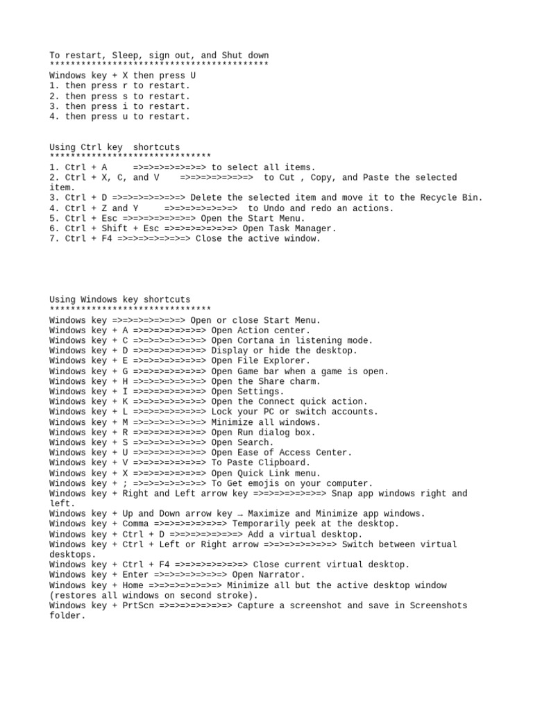Windows 10 Short Cuts | PDF