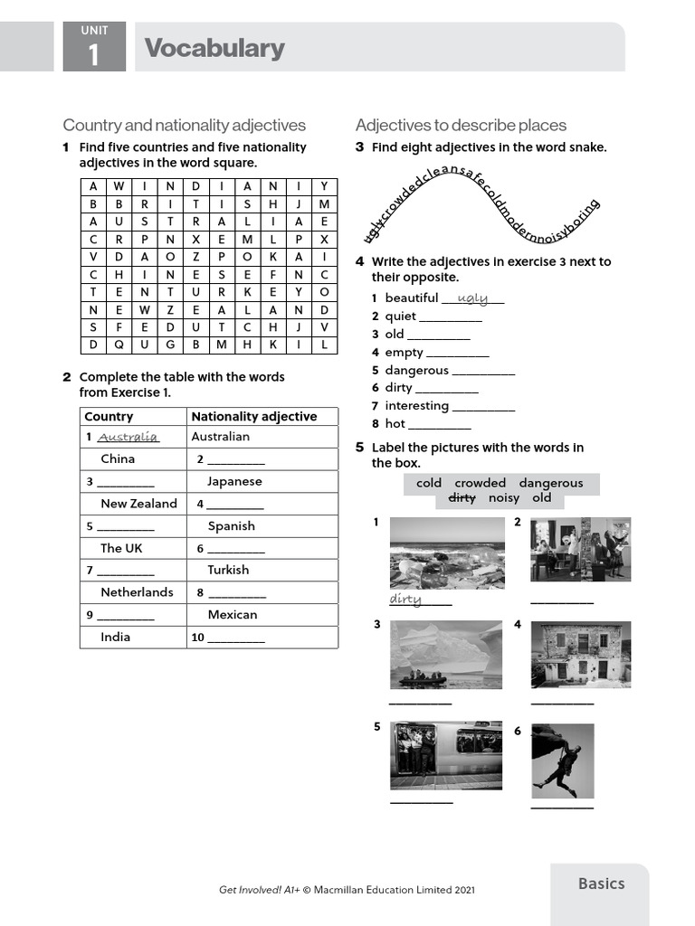 GI A1PLUS U1 Vocabulary Basics | PDF