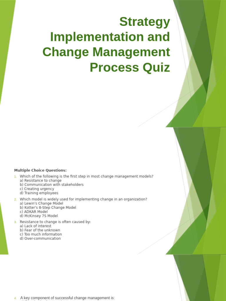 Strategy Implementation and Change Management Process Quiz SLIDES | PDF ...