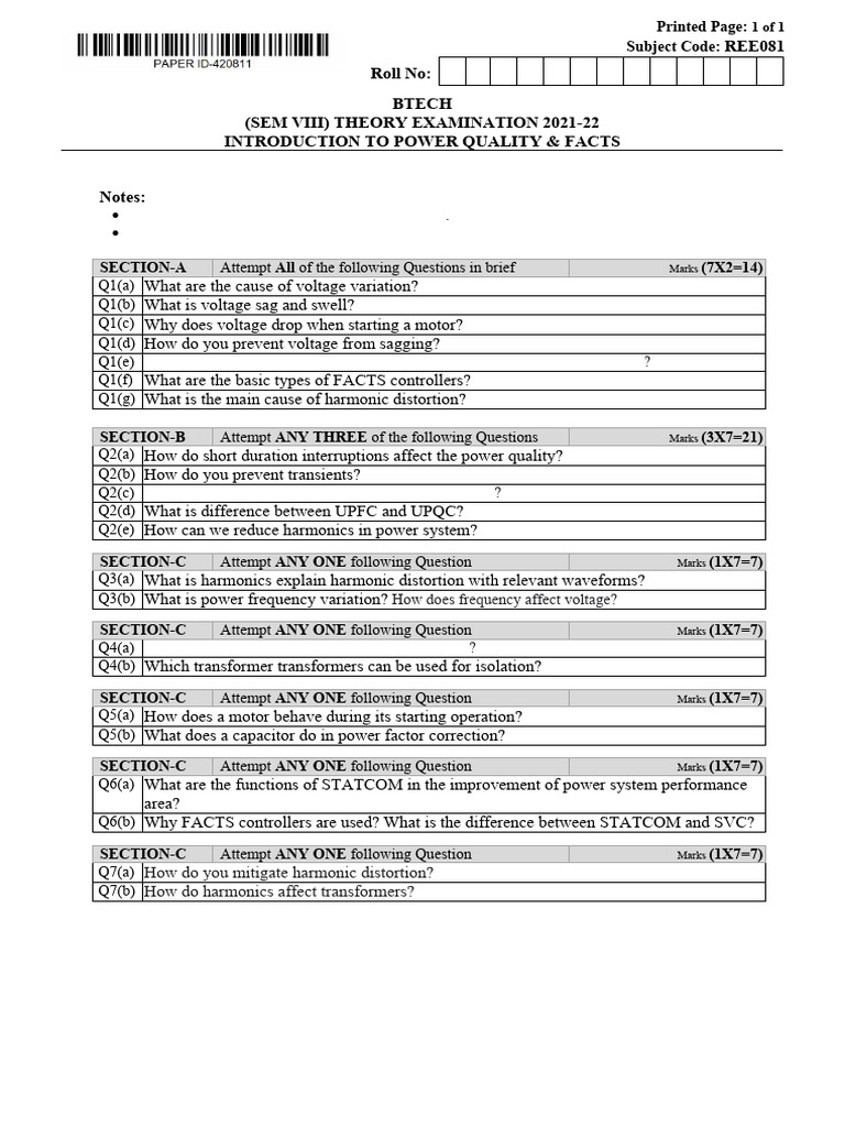 Btech Ee 8 Sem Introduction To Power Quality and Facts Ree081 2022 ... Btech Ee 8 Sem Introduction To Power Quality and Facts Ree081 2022 ...