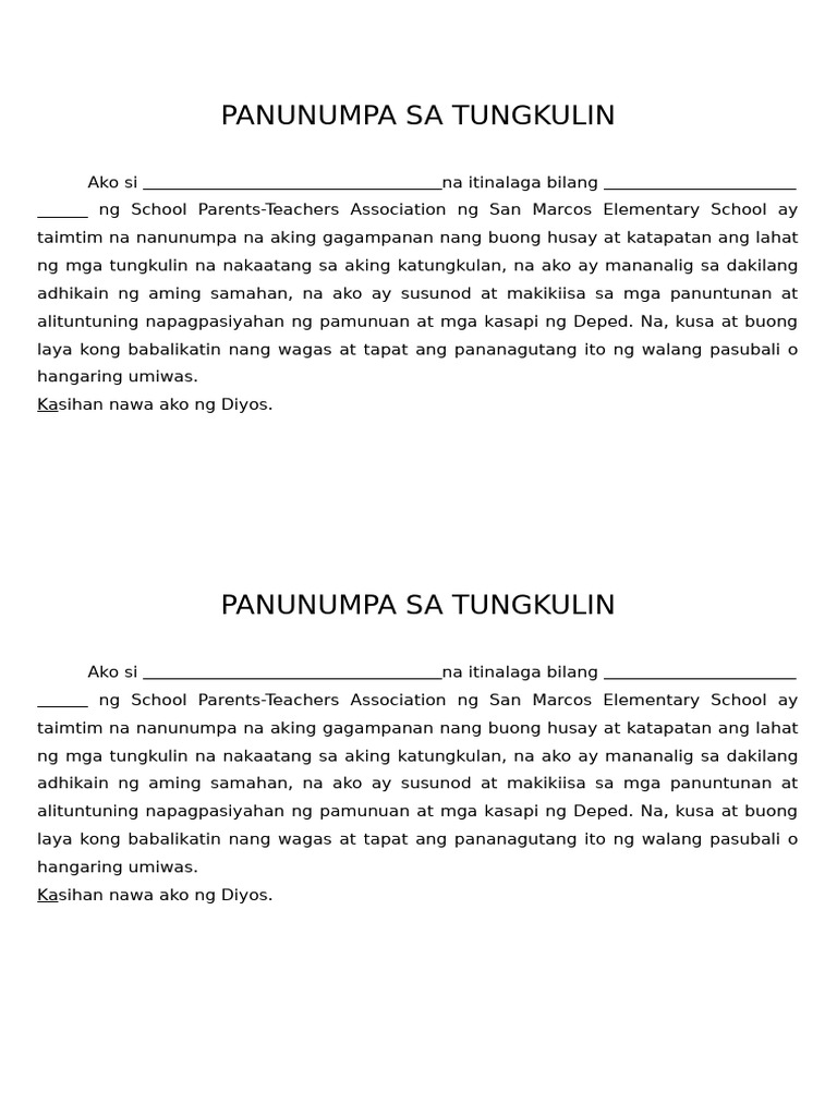 oath taking PTA | PDF