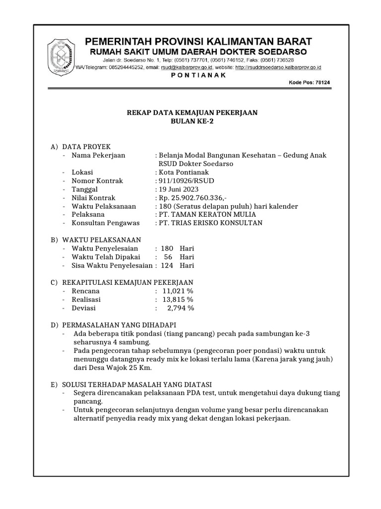 Rekapitulasi Progres Bulan 2 | PDF