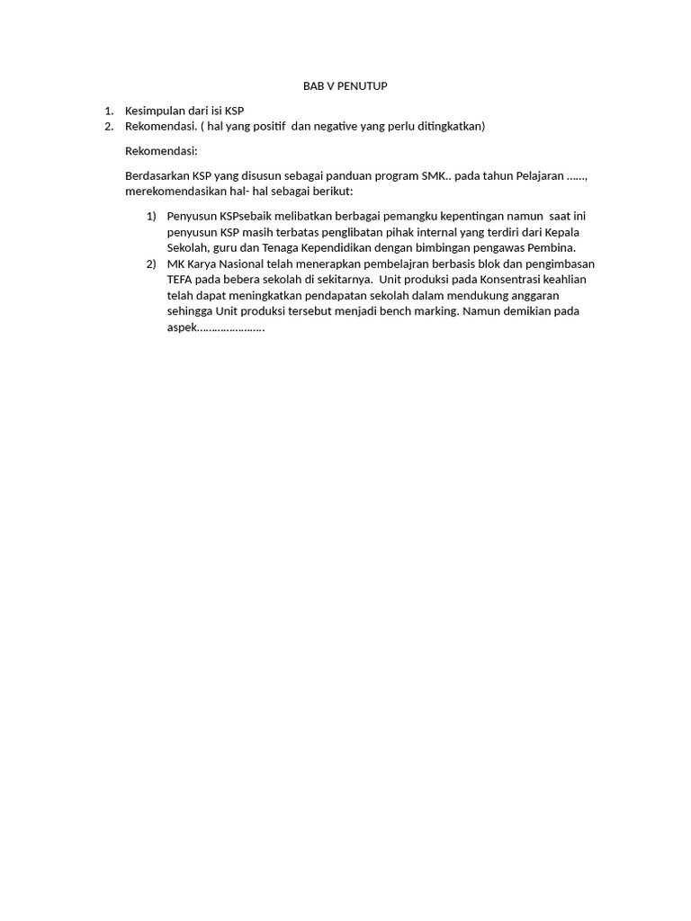 Contoh Bab V Penutup | PDF