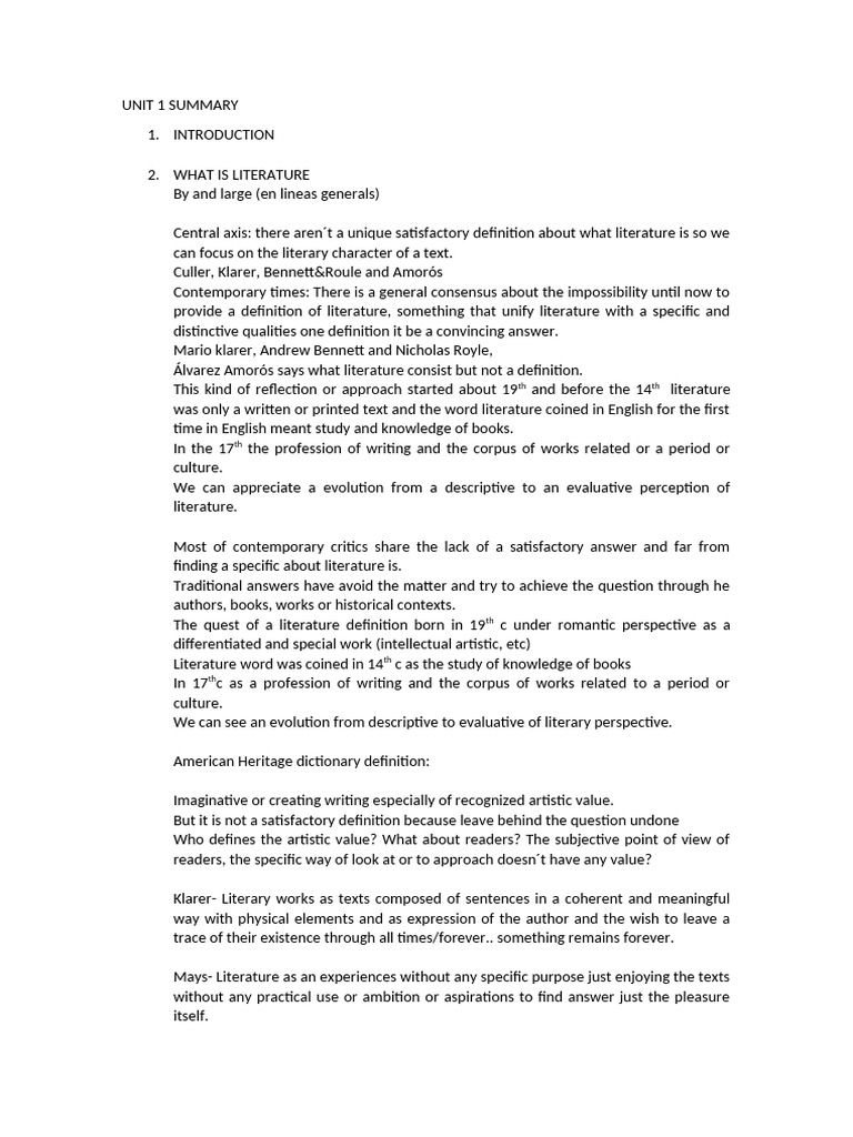 Unit 1 Summary | PDF