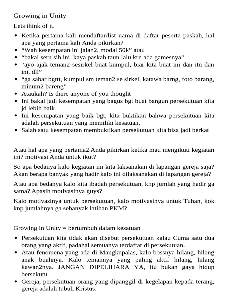 Growing in Unity - Unggun Api | PDF