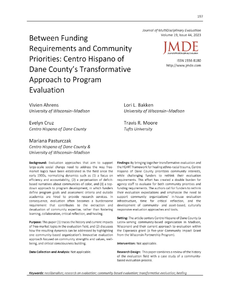 View of Between Funding Requirements and Community Priorities - Centro ...