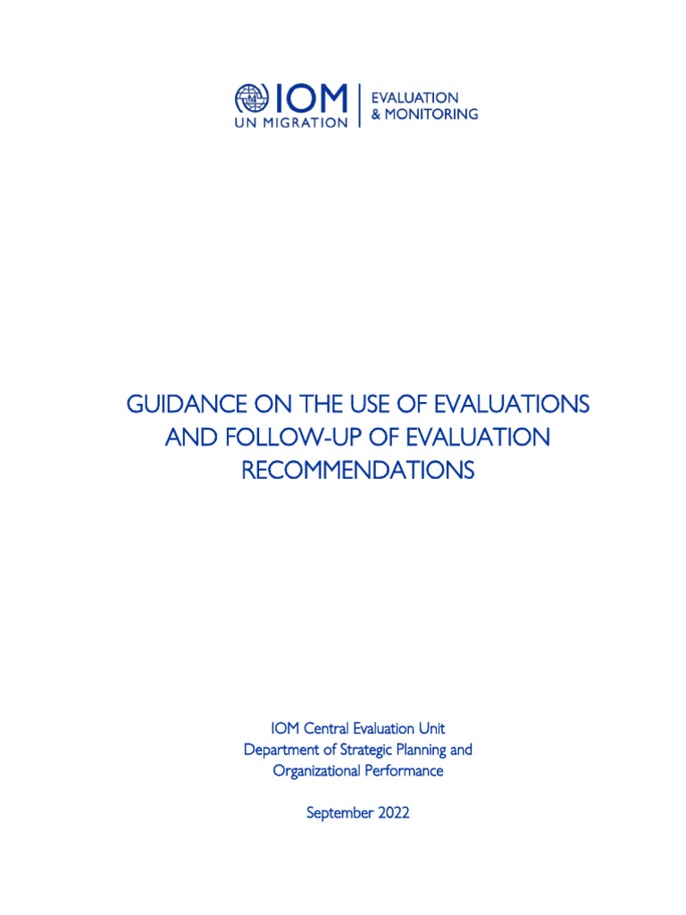 IOM Guidance On The Use of Evaluations and Followup of Recommendations ...