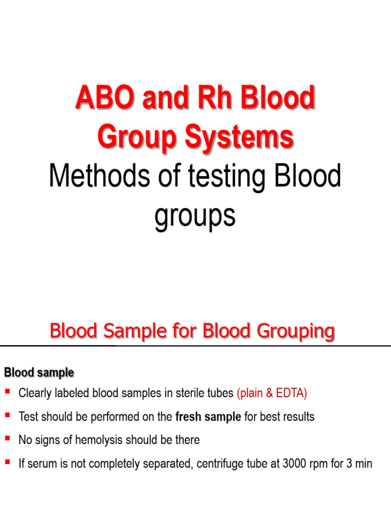 ABO & RH Typing Methods - LEC 2 2020 | PDF