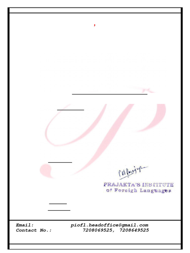 PIOFL Spanish Certificate - Vedanti Surve | PDF