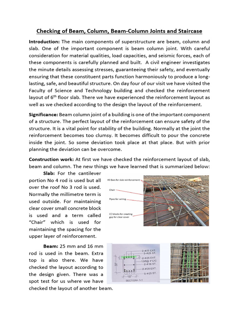 Sec A - Day 4 - Column, Beam, Staircase | PDF