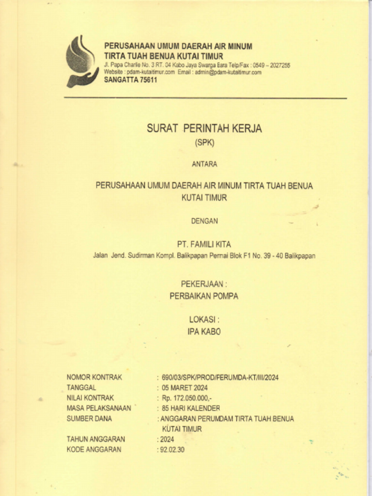 Kontrak Pdam SGT | PDF