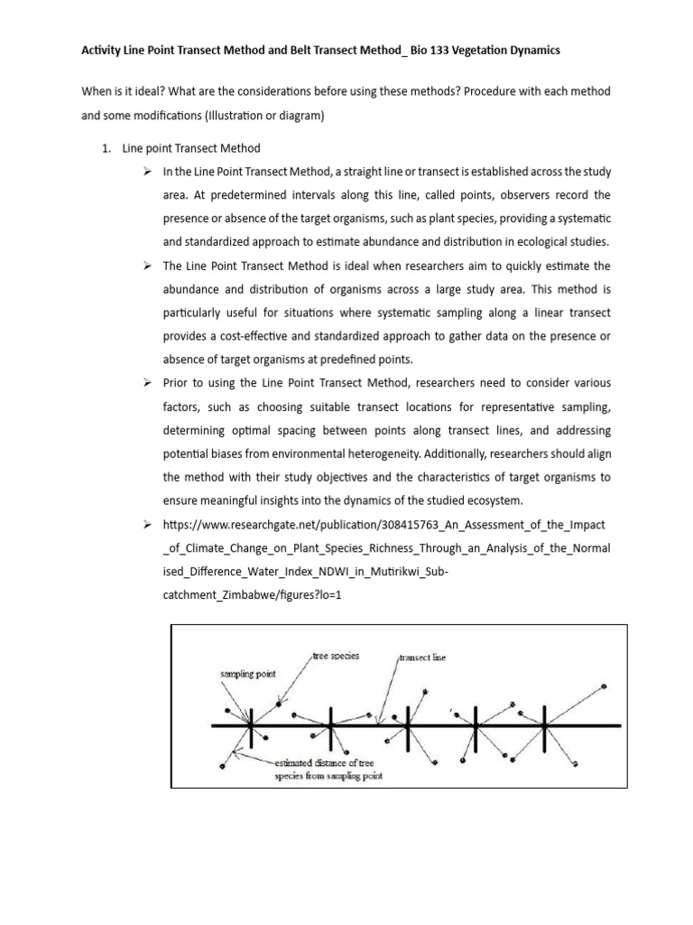 Activity Line Point Transect Method and Belt Transect Method - Bio 133 ...