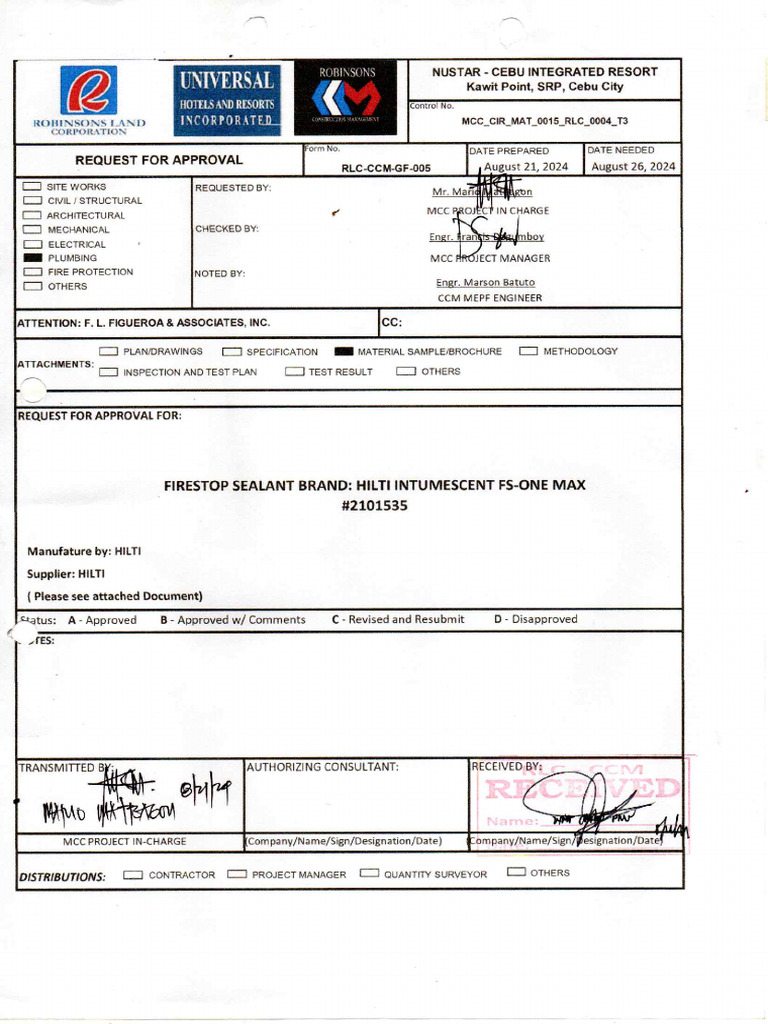 Firestop Sealant Brand Hilti Intrumescent Fs-One Max #2101535 | PDF