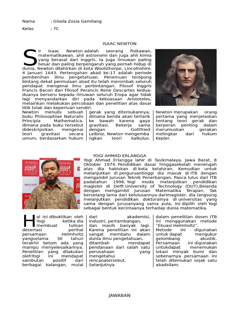 Isaac Newton Dan Yogi Ahmad Erlangga | PDF