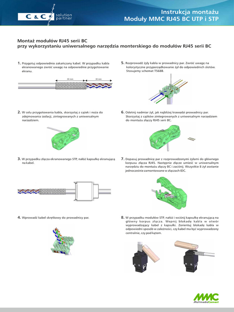 2.1. Moduły Keystone RJ45 - MMC - BC6NBN - Imstrukcja Montażu | PDF