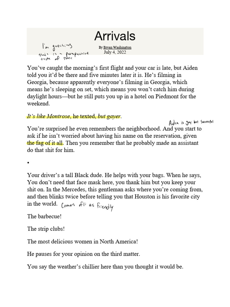 Arrivals by Bryan Washington | PDF