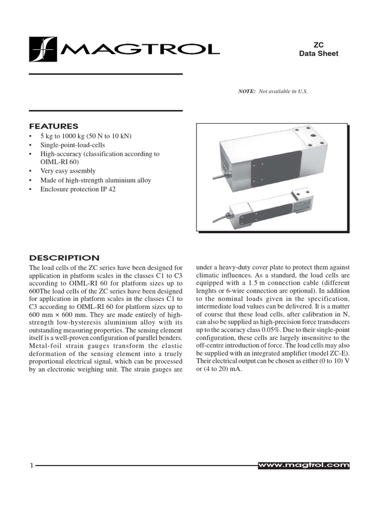 ZC Series Load Cells: Features | PDF