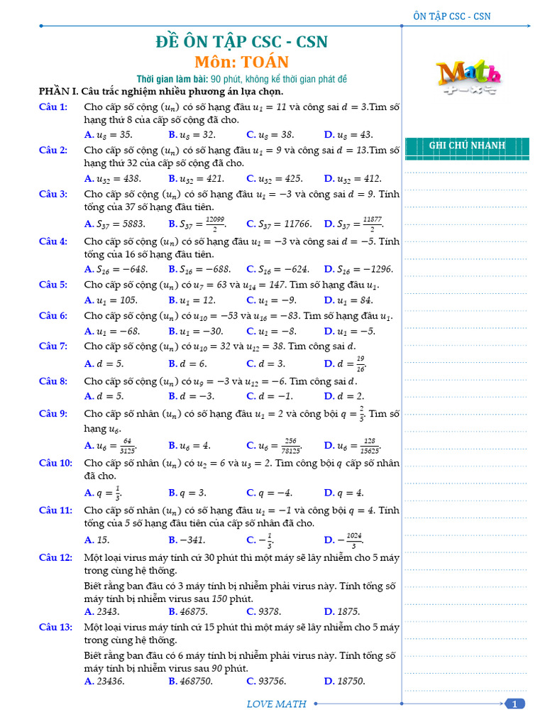 ĐỀ ÔN TẬP CSC -CSN | PDF