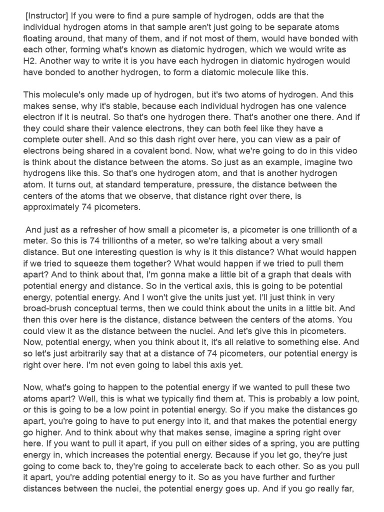 [Instructor] If you were to find a pure sample of hydrogen, odds are ...