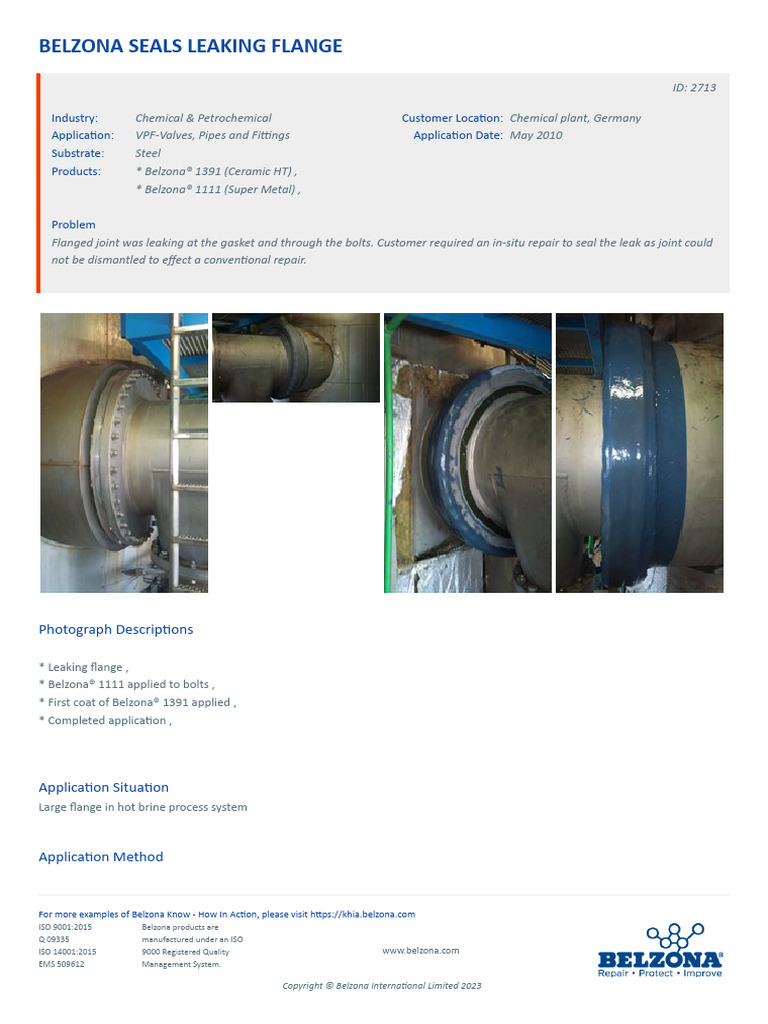 Belzona Seals Leaking Flange - 2713 | PDF