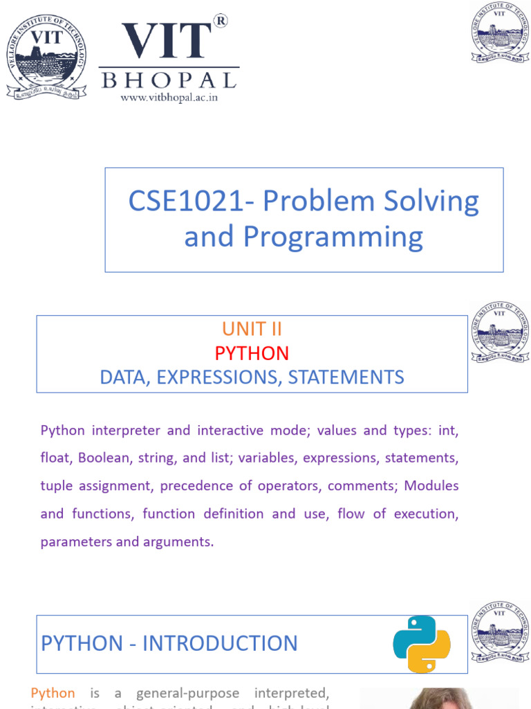 CSE1021 - Python - Unit 2 | PDF
