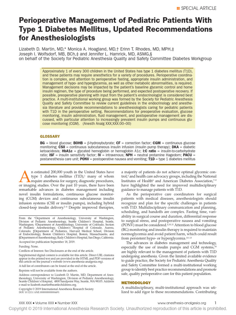 Type 1 Diabetes Mellitus, Updated Recommendations | PDF